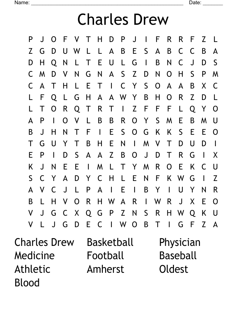 Charles Drew Word Search - WordMint