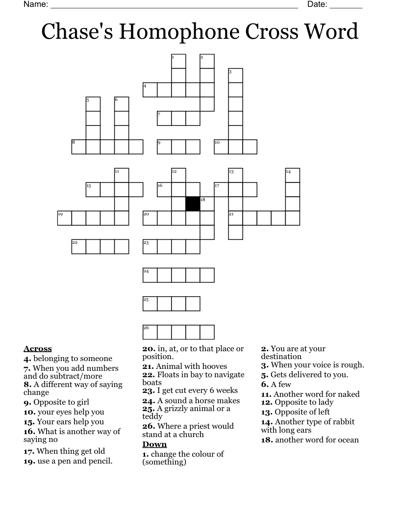 Chase s Homophone Cross Word WordMint chase-s-homophone-cross-word-wordmint