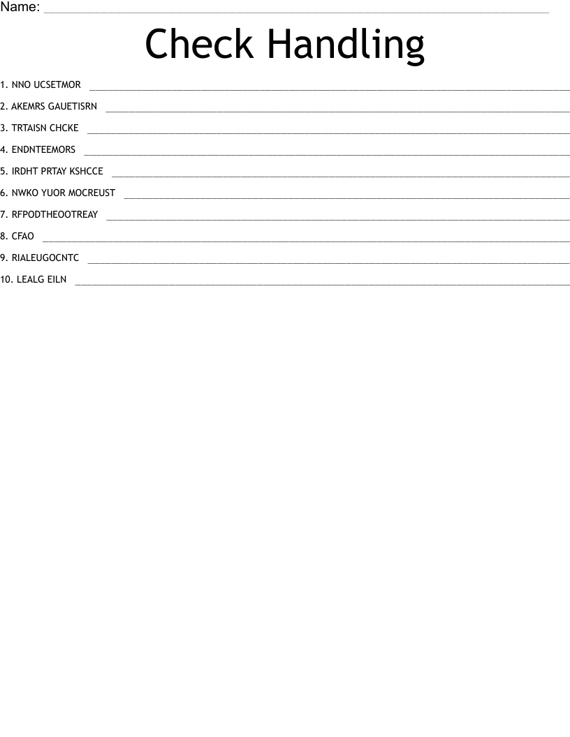 Check Handling Word Scramble - WordMint