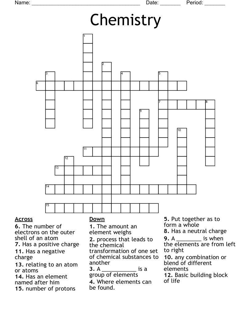 Chemistry Crossword - WordMint