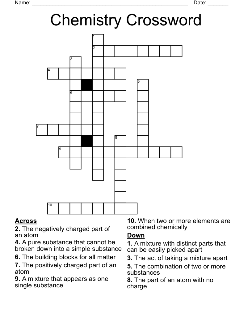 Chemistry Crossword - WordMint