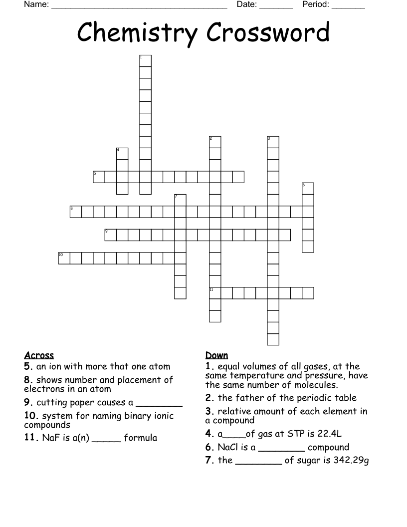 Chemistry Crossword - WordMint