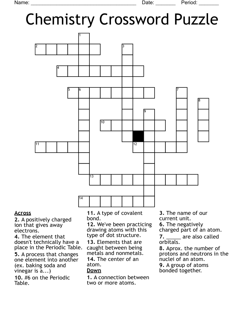 Chemistry Crossword Puzzle - WordMint