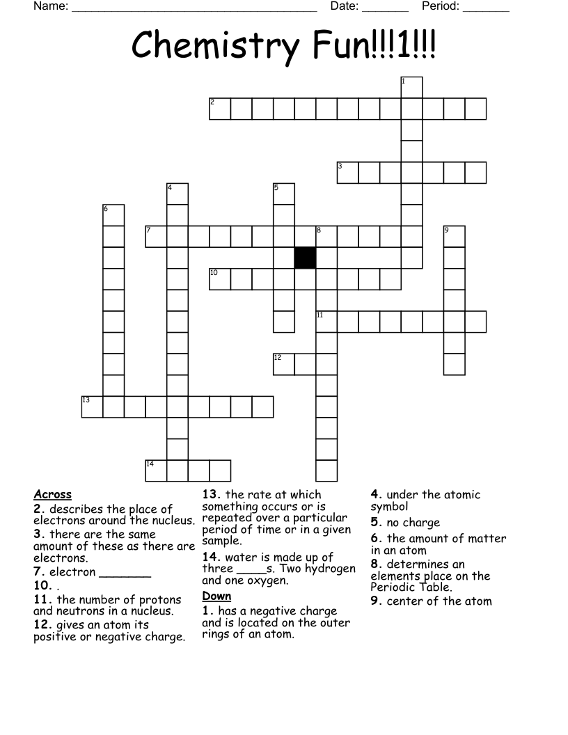 Chemistry Fun!!!1!!! Crossword - WordMint