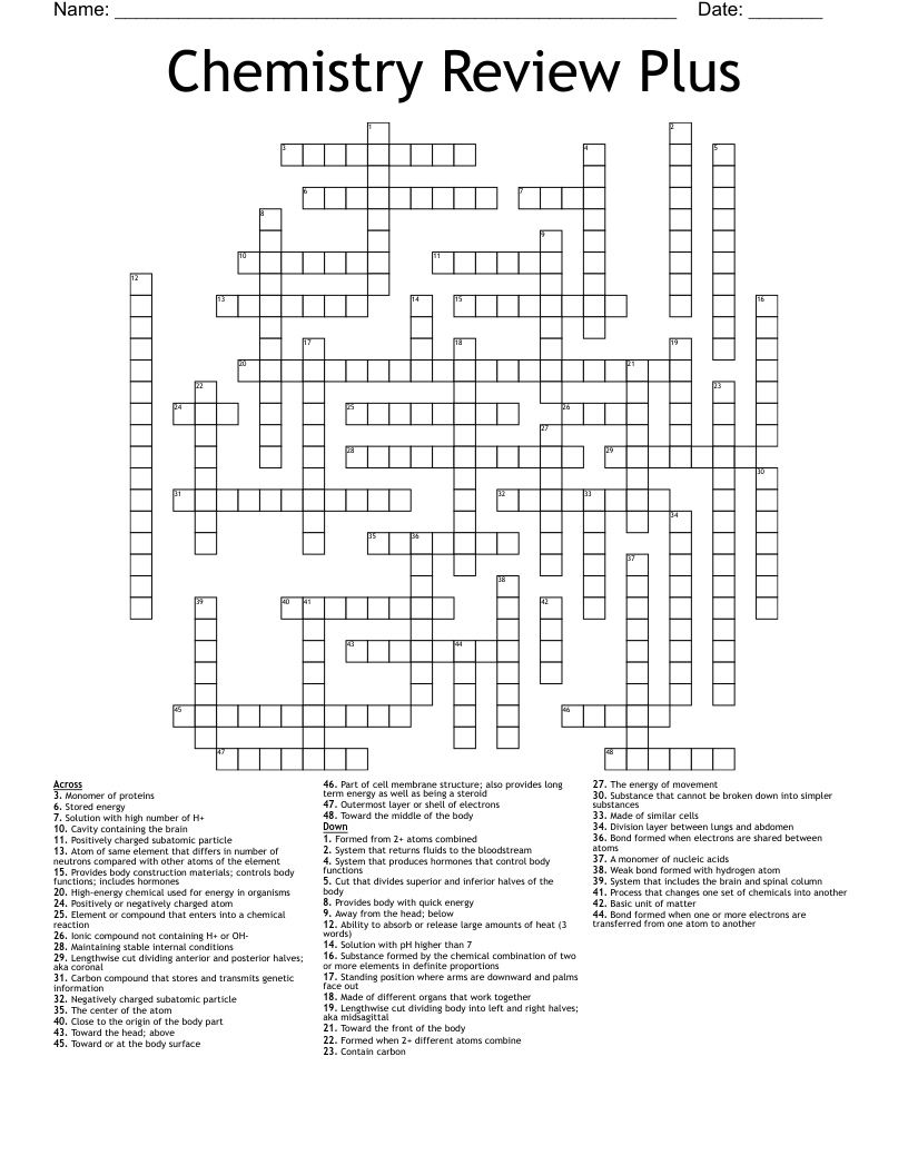 Chemistry Review Plus Crossword - WordMint