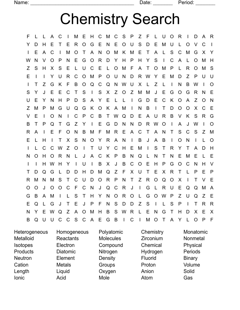 Chem Final Word Search WordMint