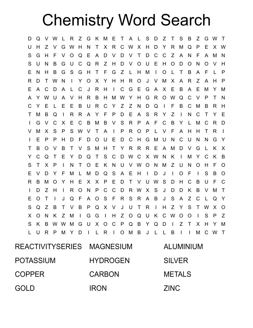 Chemistry Word Search - WordMint