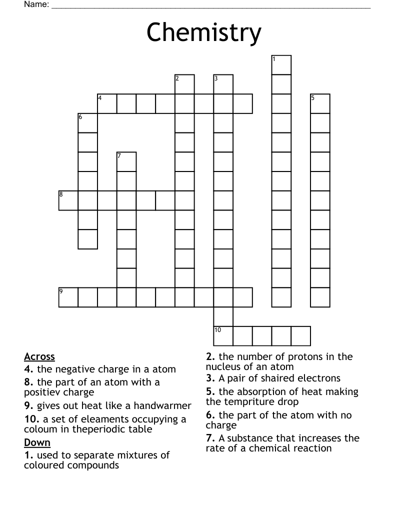 Chemistry Crossword - WordMint