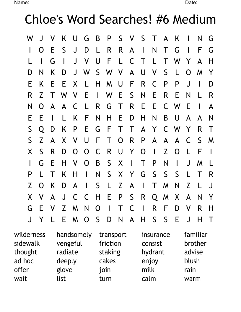 Chloe's Word Searches! #6 Medium - WordMint