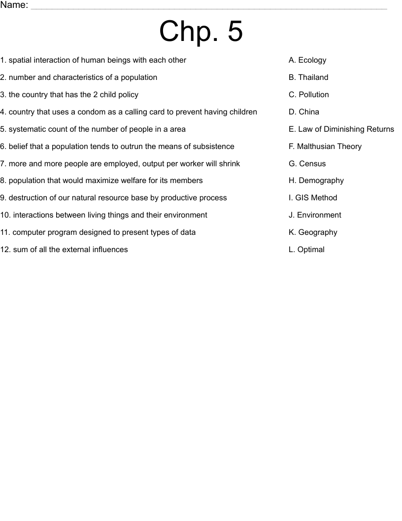 Chp. 5 Worksheet - WordMint