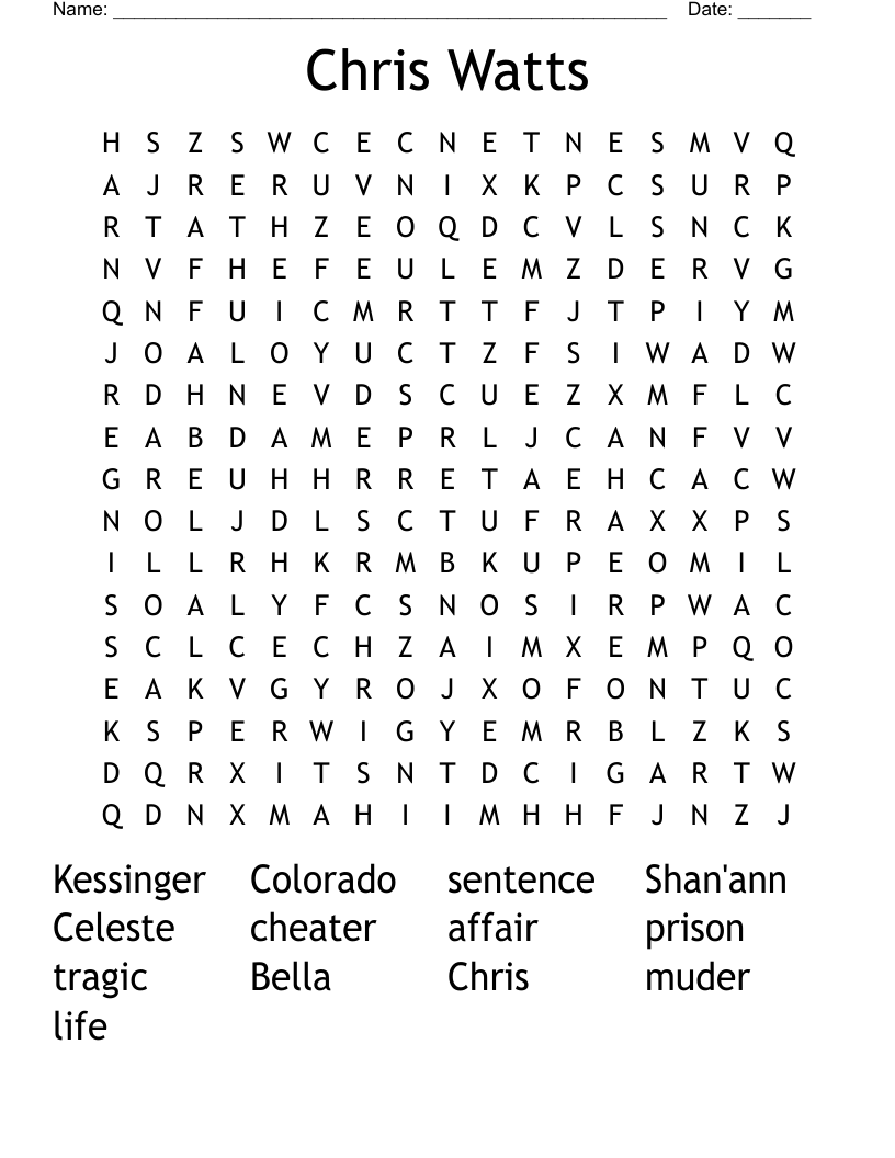 Chris Watts Word Search - WordMint