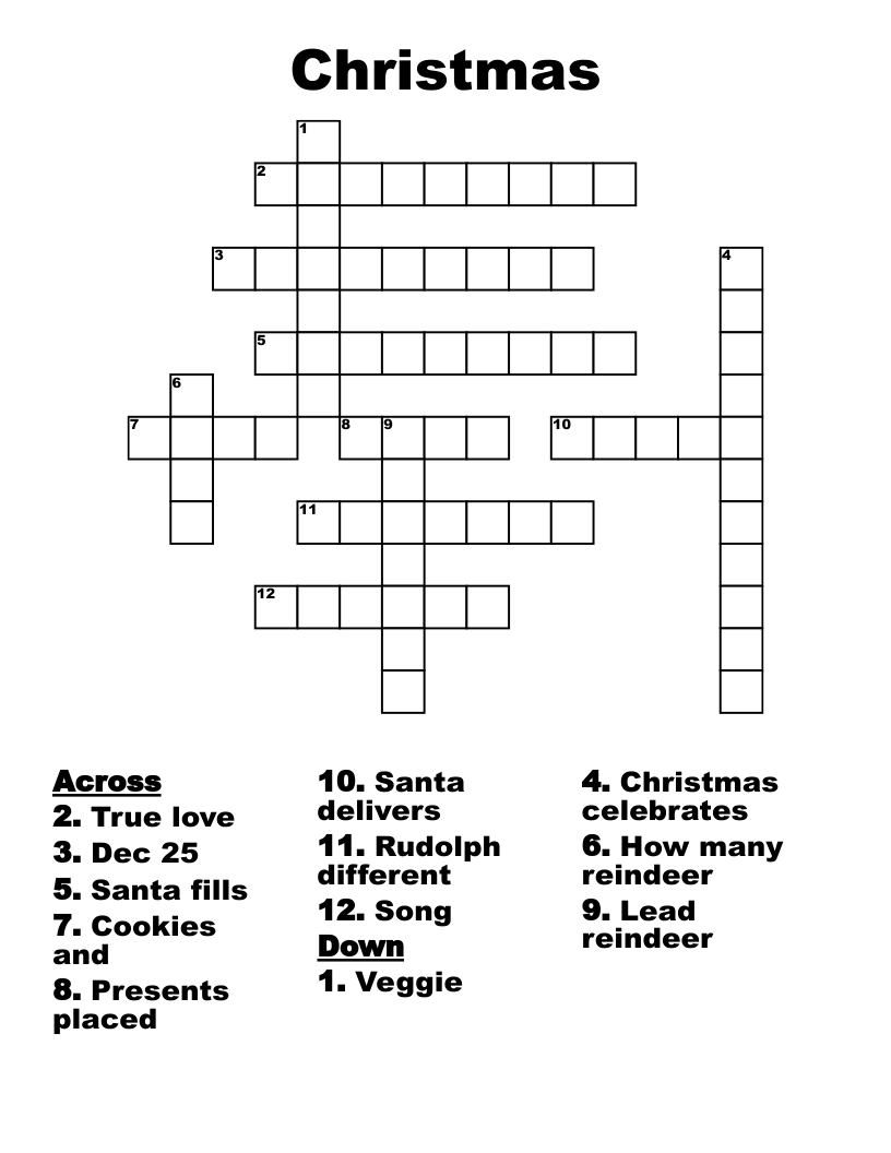 Christmas Crossword - WordMint