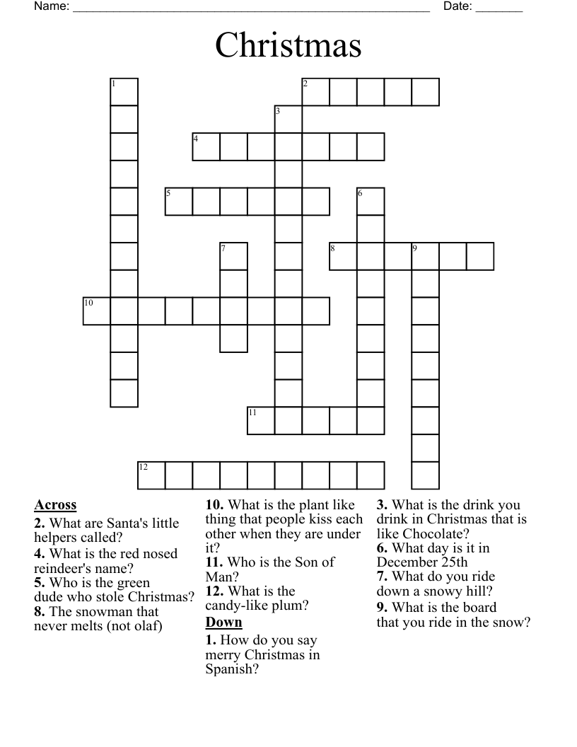 Christmas Crossword - WordMint