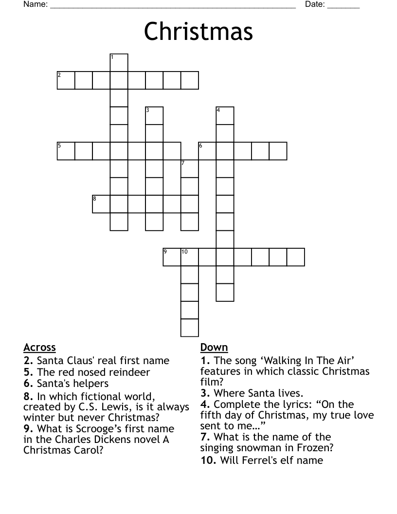 Christmas Crossword - WordMint