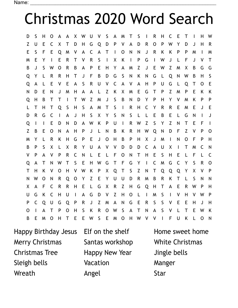 Christmas 2020 Word Search - WordMint