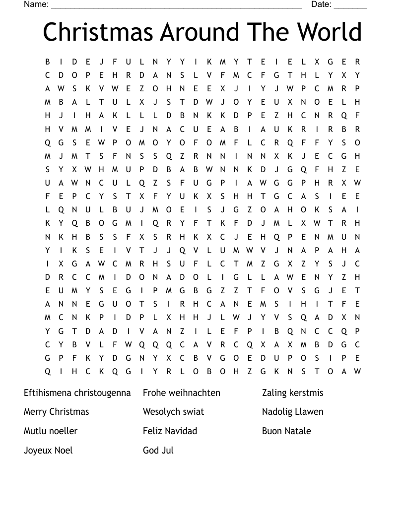 Christmas Around The World Word Search WordMint