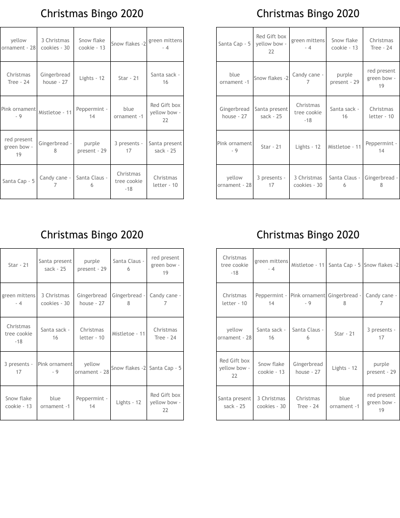 Christmas Bingo 2020 - WordMint