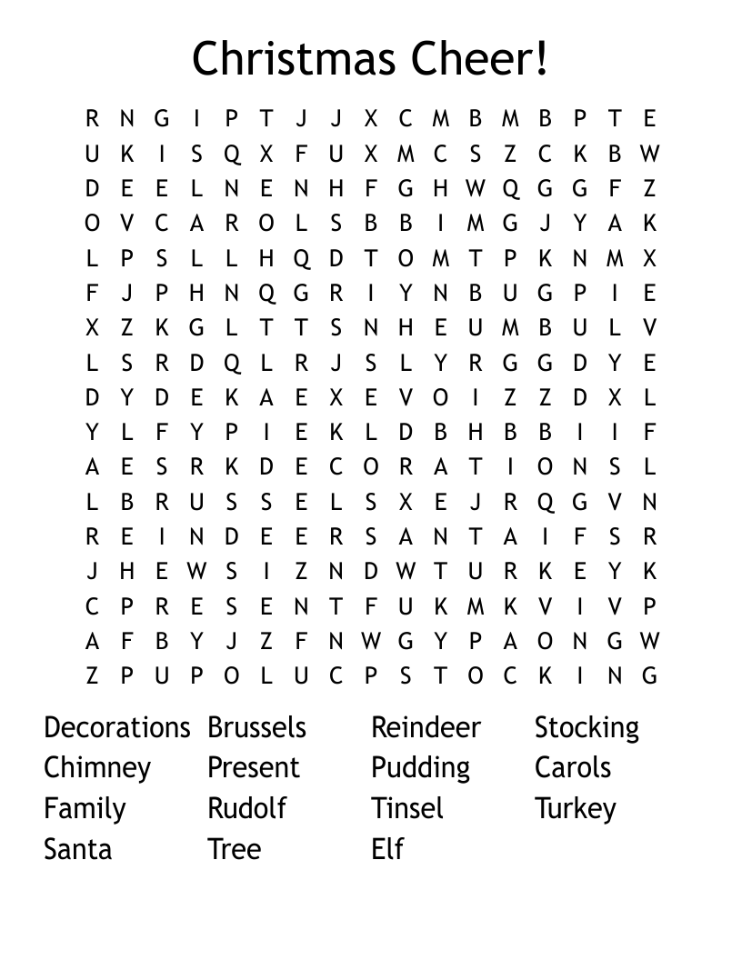 Christmas Cheer! Word Search - WordMint