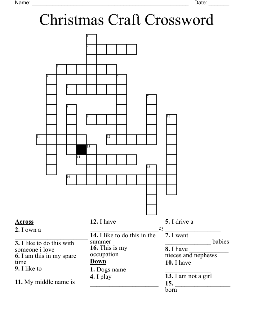 Christmas Craft Crossword - WordMint