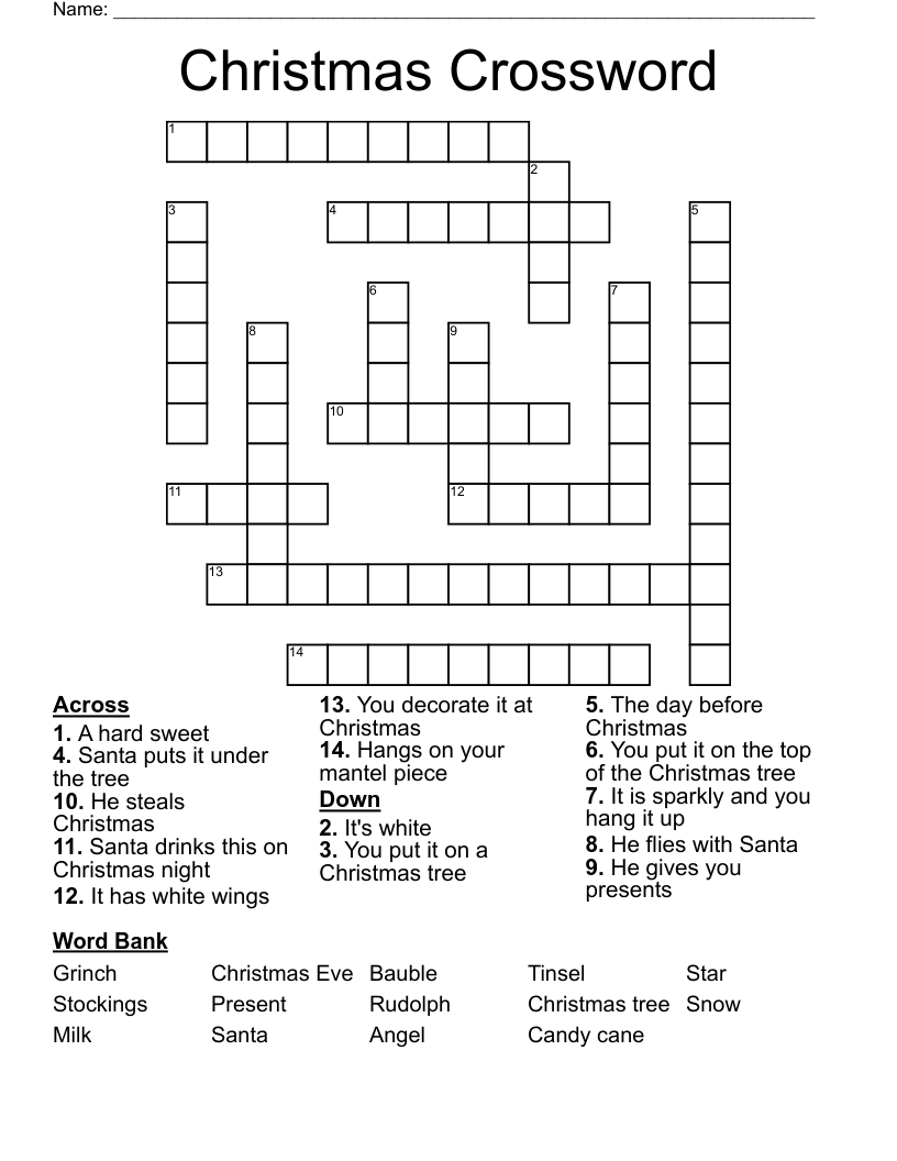 Christmas Crossword - WordMint