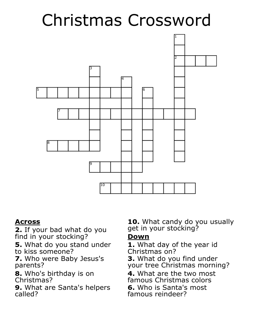 Christmas Crossword - WordMint