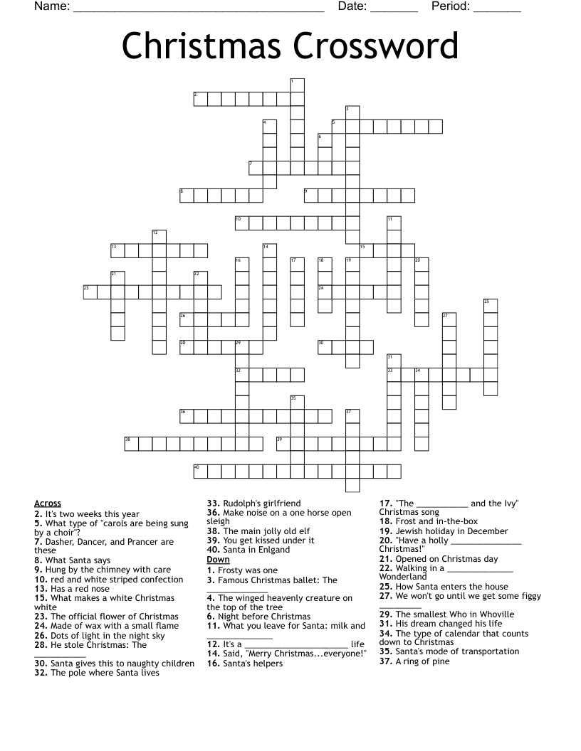 Christmas Crossword WordMint