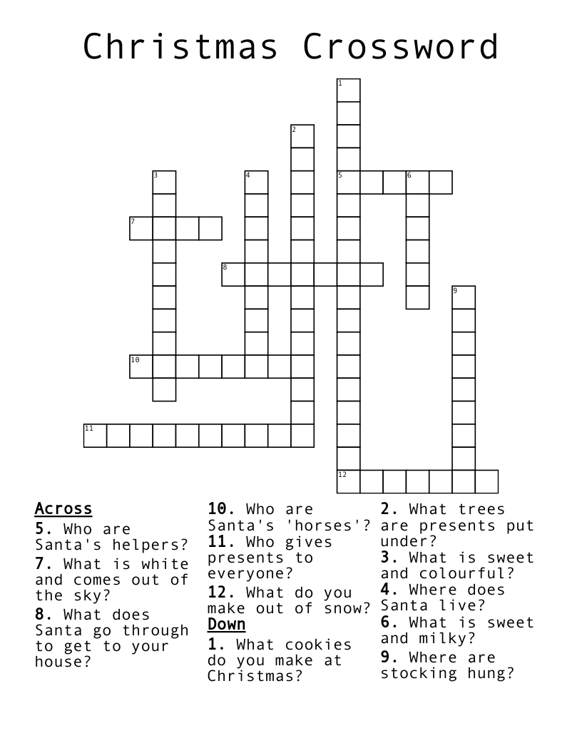 Christmas Crossword - WordMint