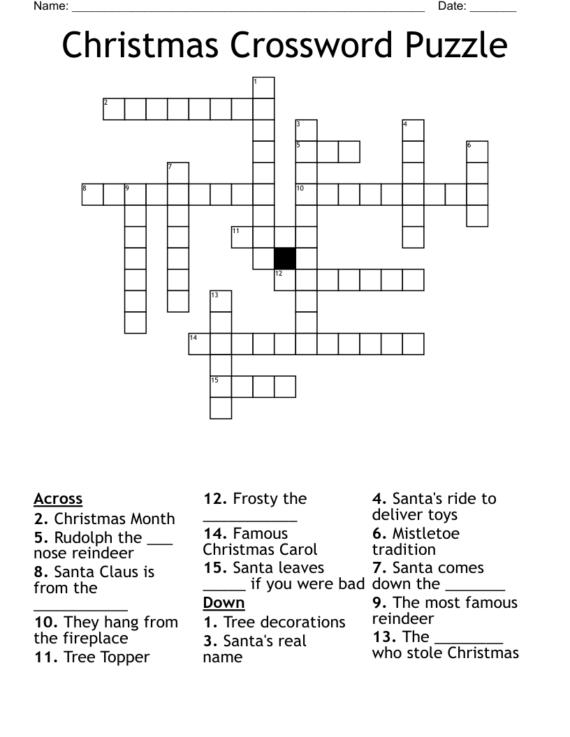 HOLIDAY CROSSWORD PUZZLE WordMint