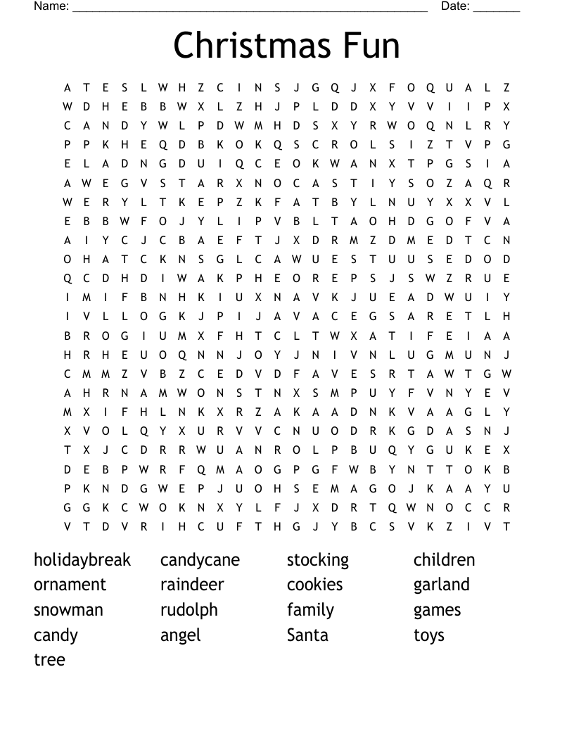 Christmas Fun Word Search - WordMint