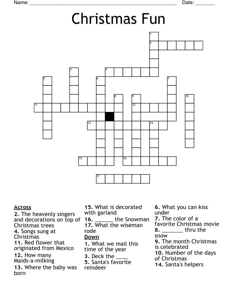 Christmas Fun Crossword - WordMint