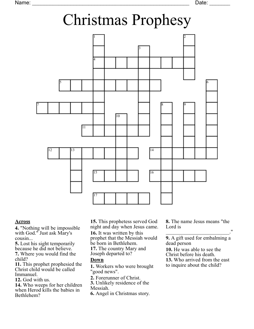 Christmas Prophesy Crossword - WordMint