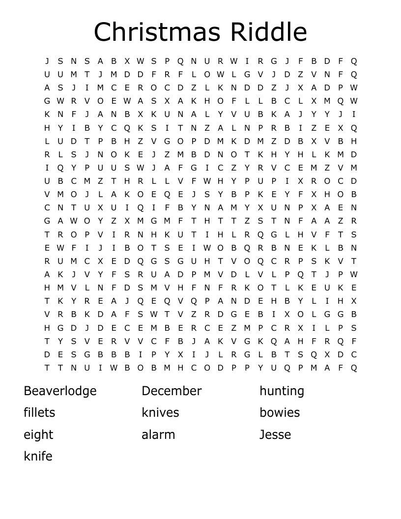 Christmas Riddle Word Search - WordMint