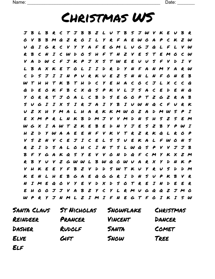 Christmas WS Word Search - WordMint