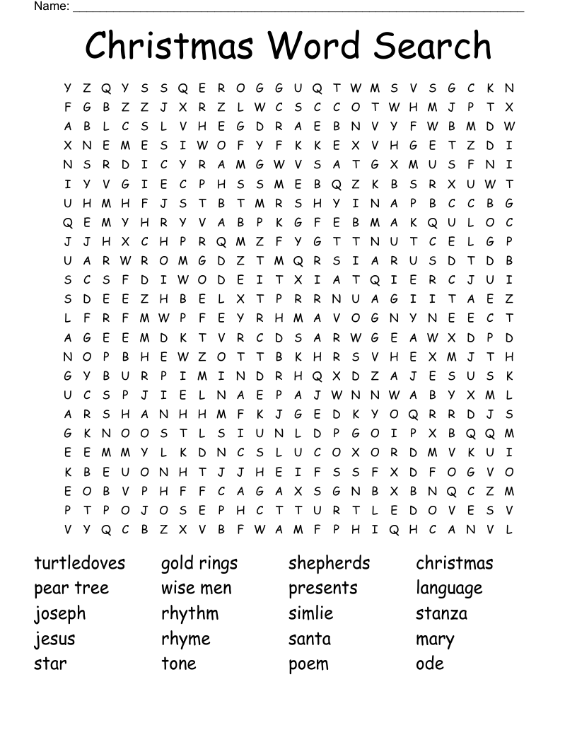 Christmas Word Search WordMint