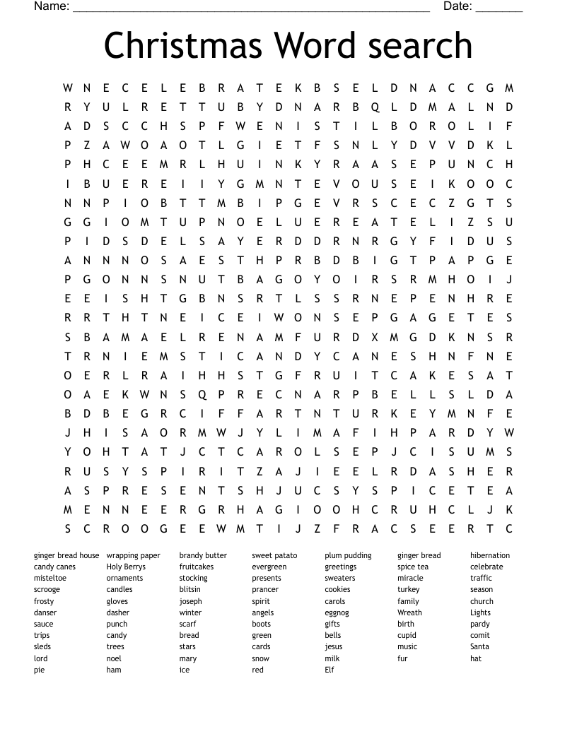 Christmas Word search - WordMint