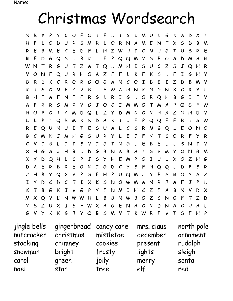 Christmas Wordsearch WordMint