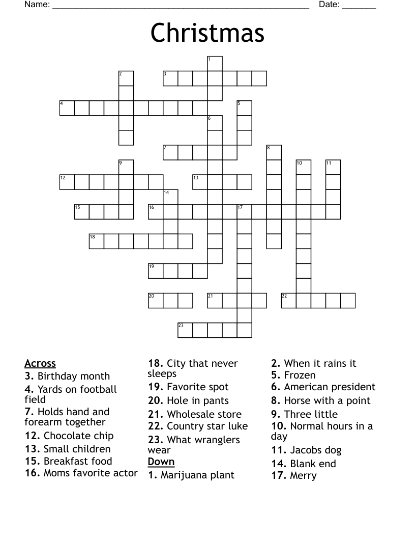 Christmas Crossword - WordMint