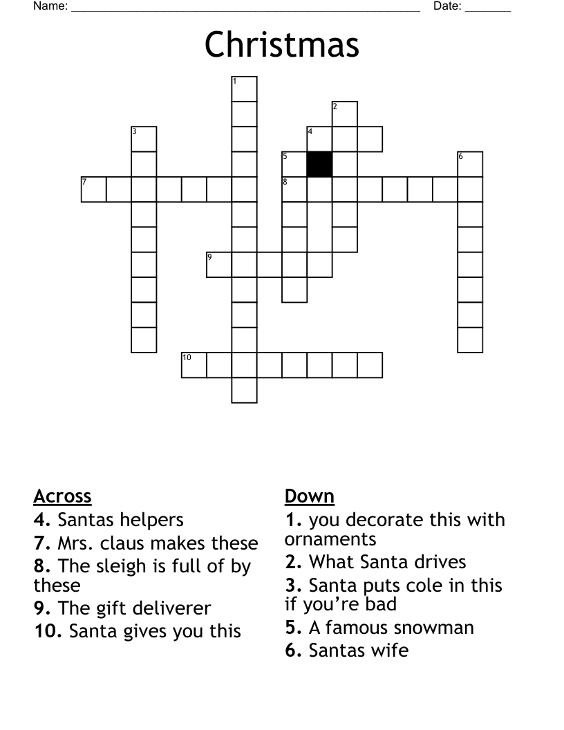 Christmas Crossword - WordMint