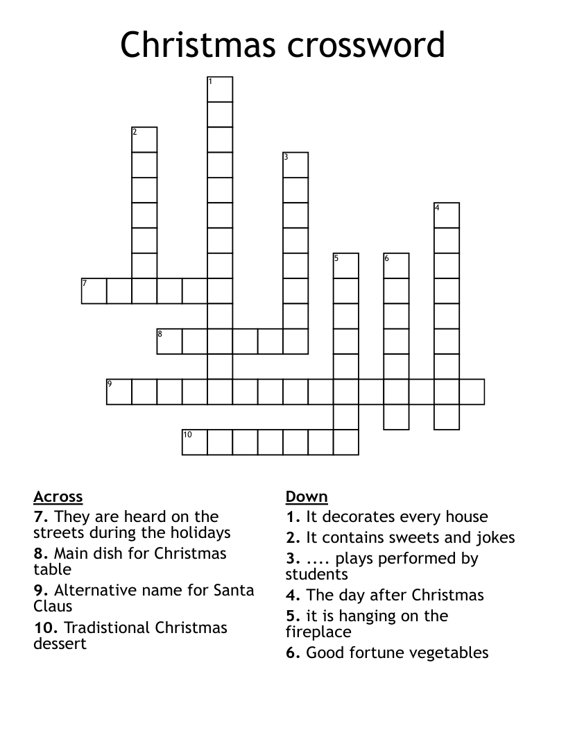 Christmas crossword - WordMint