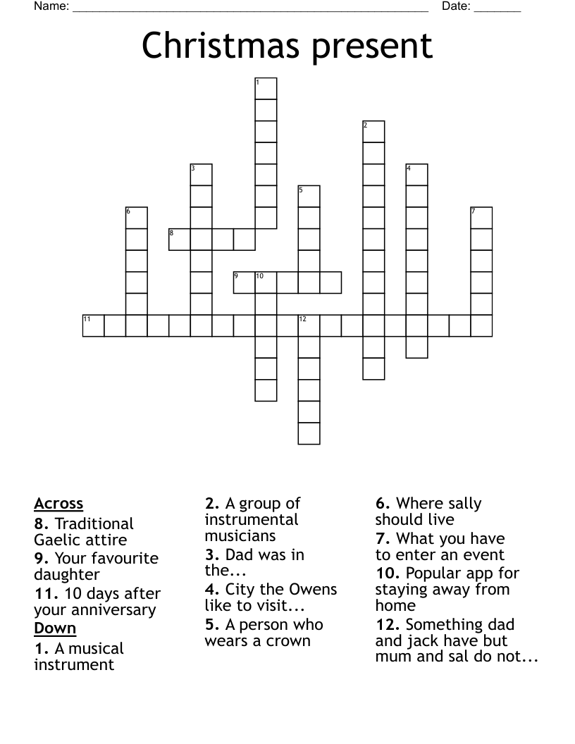 Christmas present Crossword - WordMint