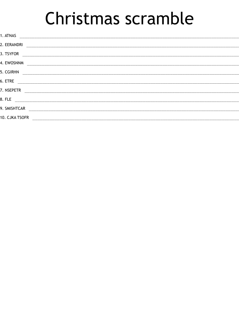 Christmas scramble - WordMint