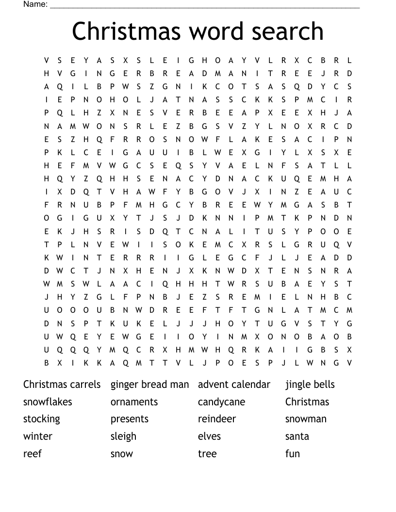 Christmas Word Search WordMint Christmas Word Search WordMint