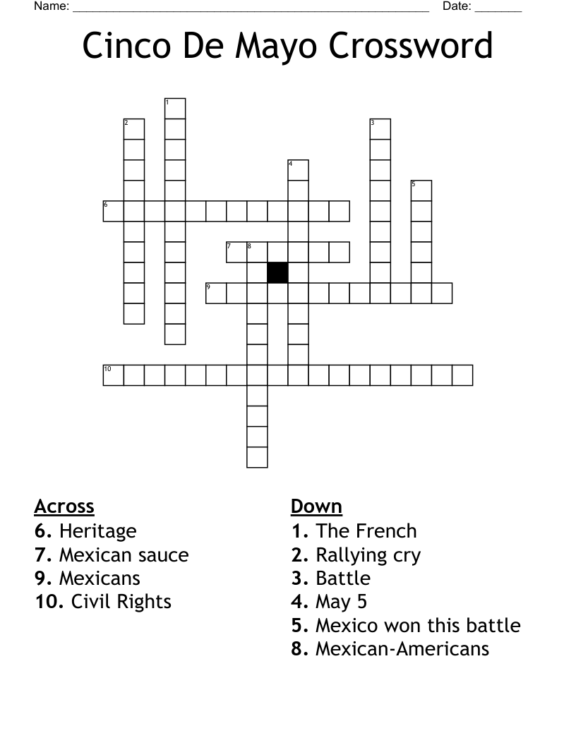 Cinco De Mayo Crossword WordMint