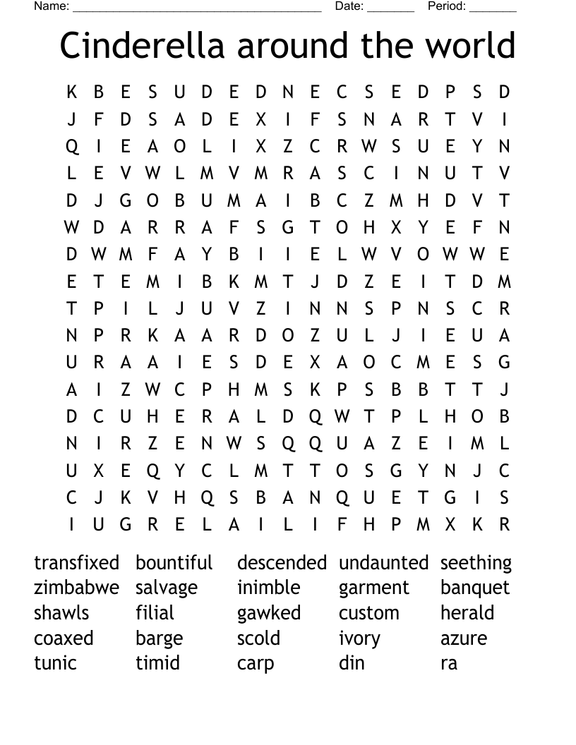Cinderella Around The World Word Search WordMint