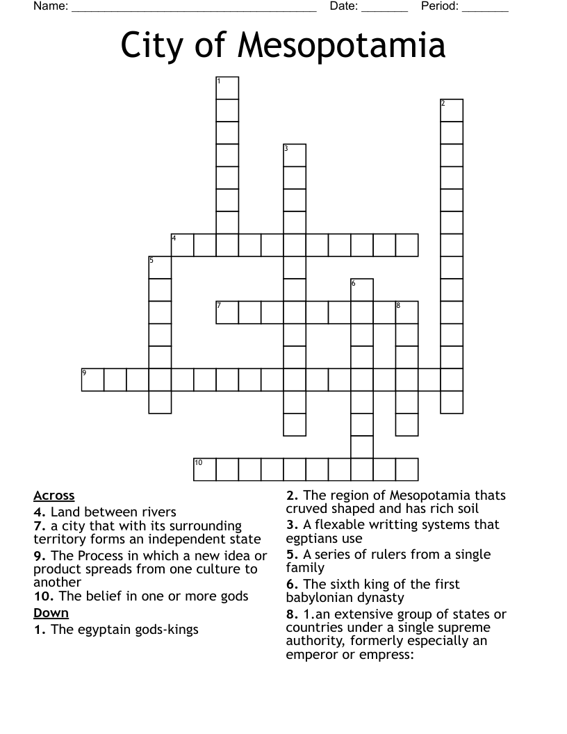 City of Mesopotamia Crossword - WordMint