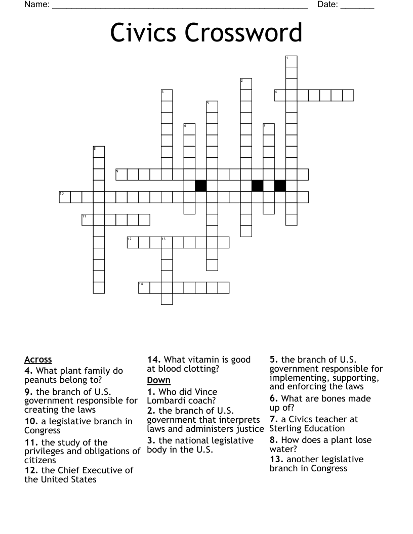 Civics Crossword - WordMint