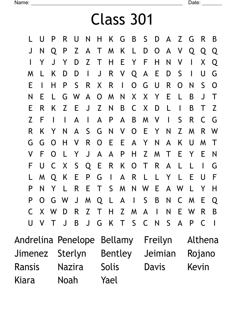 Class 301 Word Search - WordMint