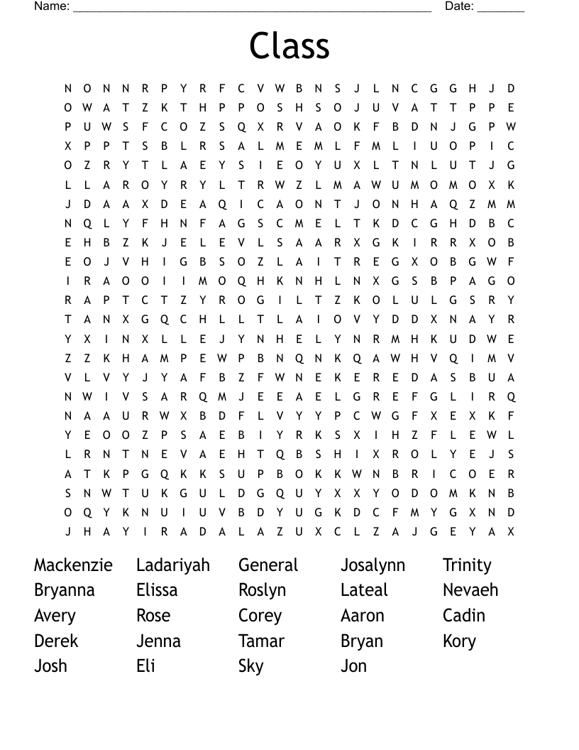 Class Word Search - WordMint