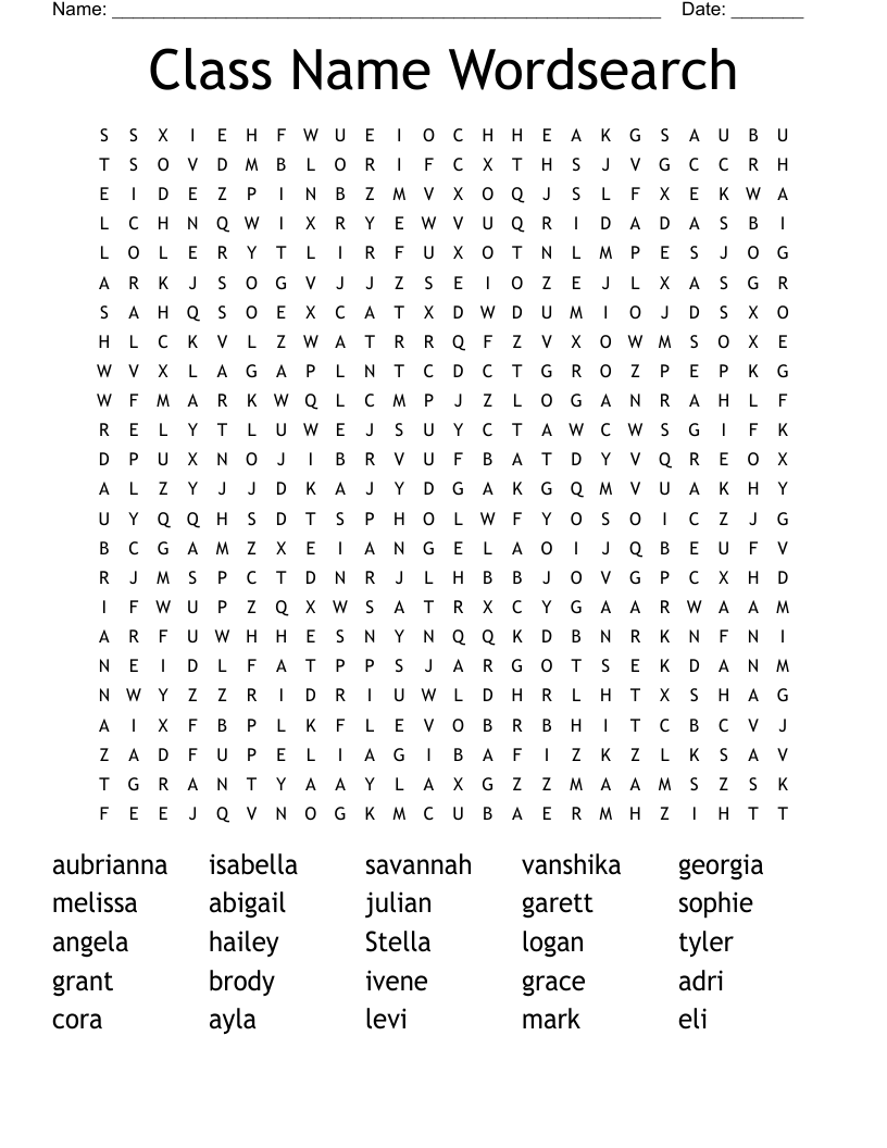Mrs Moss Brilliant Class Word Search WordMint