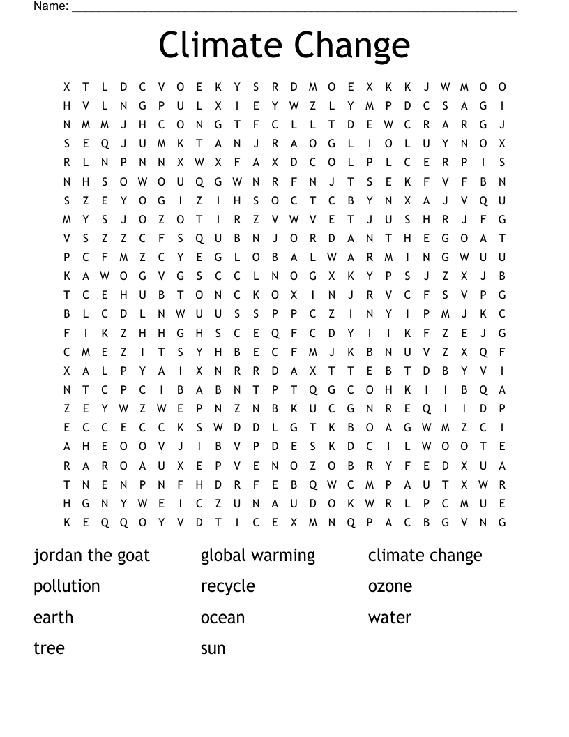 Climate Change Word Search - WordMint